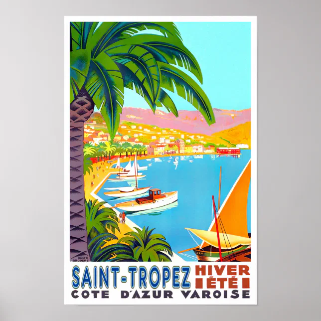 Saint Tropez France vintage travel Poster | Zazzle