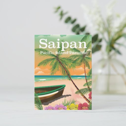 Saipan vintage style travel poster postcard | Zazzle