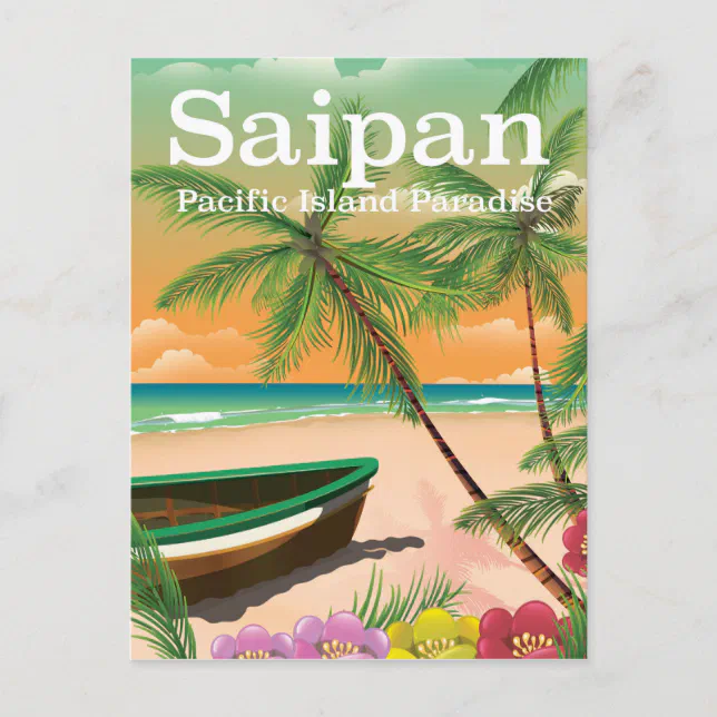 Saipan vintage style travel poster postcard | Zazzle
