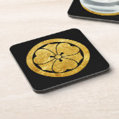 Sakai Mon Japanese samurai clan faux gold on black Beverage Coaster ...