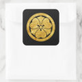 Sakai Mon Japanese samurai faux gold on black Square Sticker | Zazzle