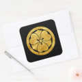 Sakai Mon Japanese samurai faux gold on black Square Sticker | Zazzle