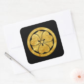 Sakai Mon Japanese samurai faux gold on black Square Sticker | Zazzle