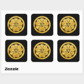 Sakai Mon Japanese samurai faux gold on black Square Sticker | Zazzle