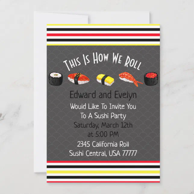 Saki & Sushi Party Couples Invite | Zazzle