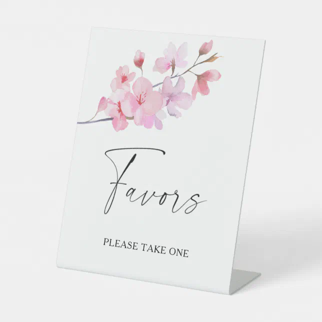 Sakura - bridal favors please take one pedestal sign | Zazzle