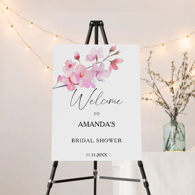 Sakura - bridal shower welcome foam board | Zazzle