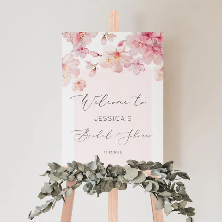 Sakura cherry blossom bridal shower welcome foam board | Zazzle