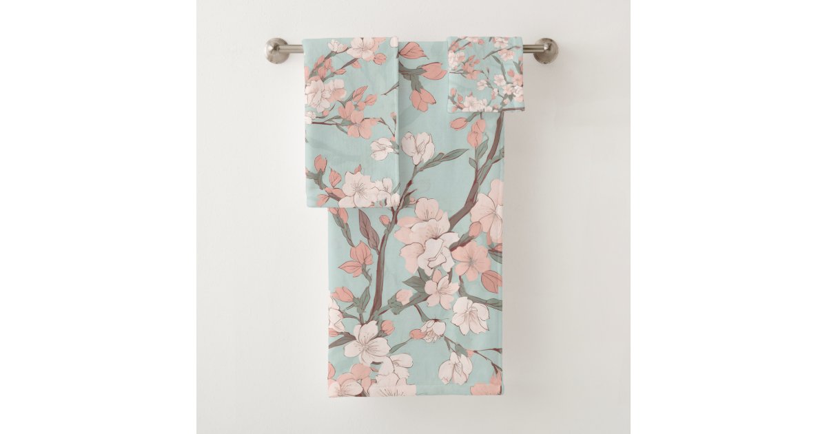 Sakura Cherry Blossoms Bath Towel Set | Zazzle