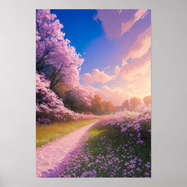Sakura-Covered Path Poster | Zazzle