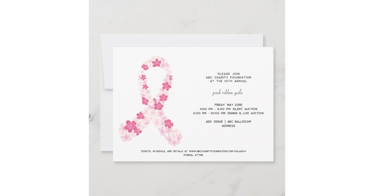 Sakura Pink Breast Cancer Survivor Fundraiser Invitation | Zazzle
