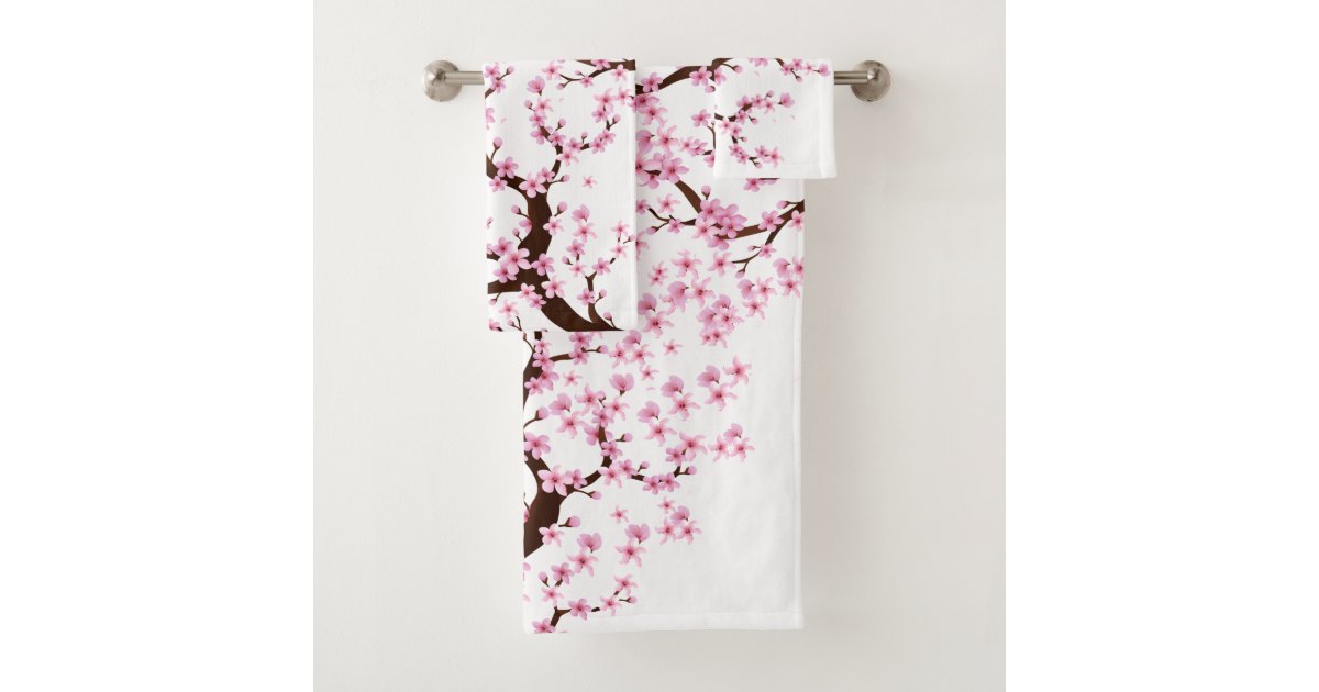 sakura tree bath towel set | Zazzle