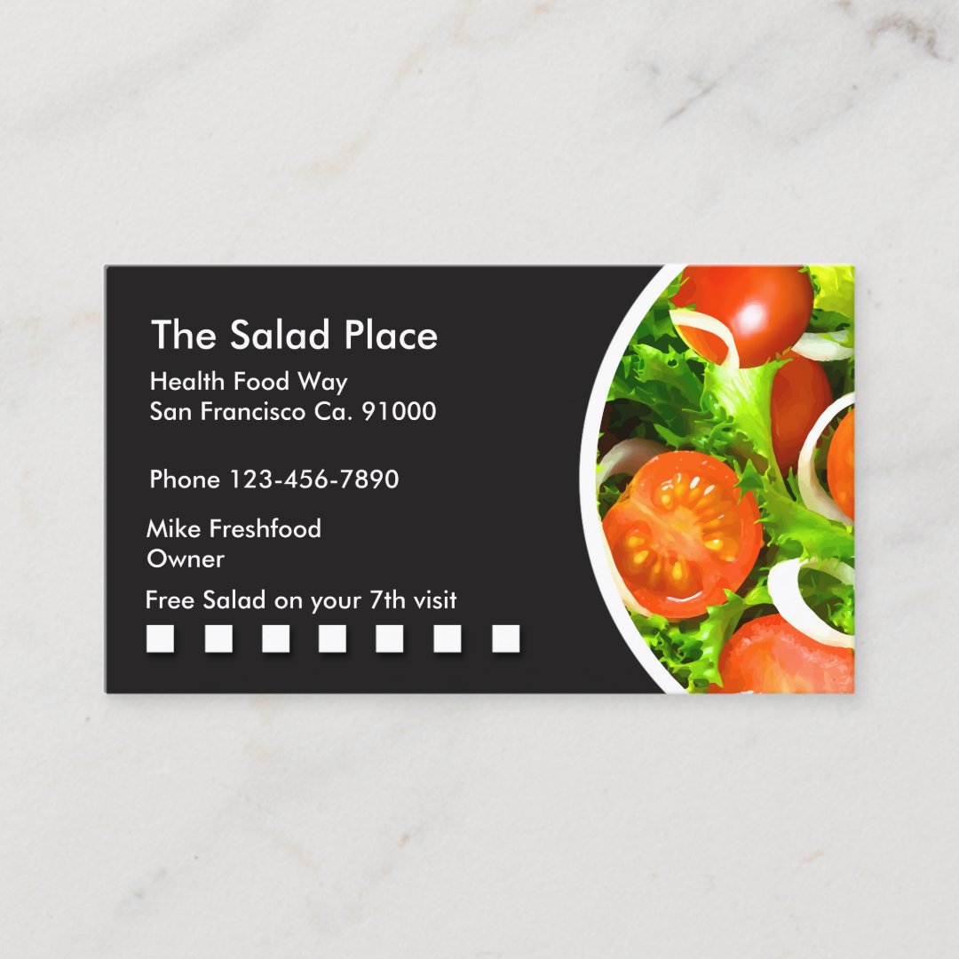 Salad Restaurant Businesscards Loyalty Card | Zazzle