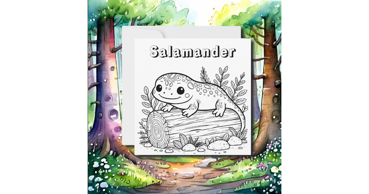 Salamander | Kid's Coloring Page Card | Zazzle