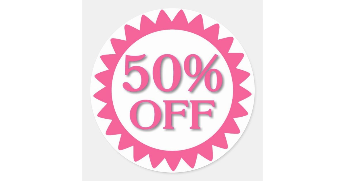Sale 50 percent off pink circle stickers | Zazzle