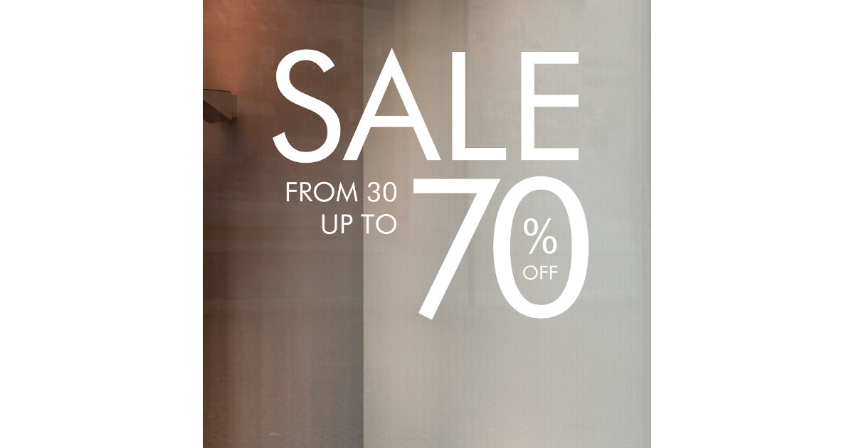 Sale Business | Retail Store Minimalist White Window Cling | Zazzle