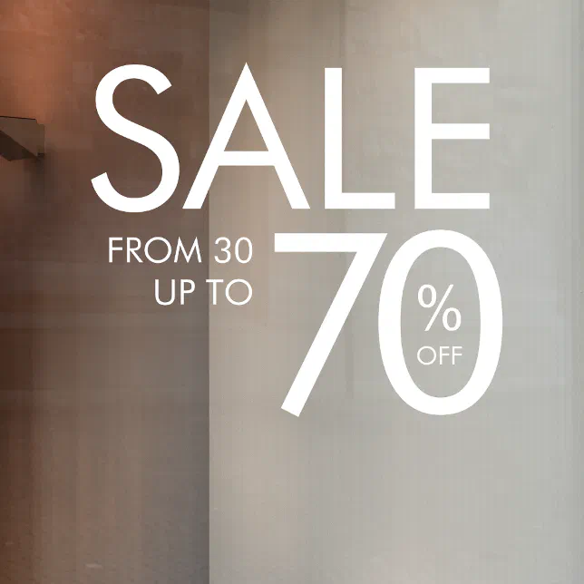 Sale Business | Retail Store Minimalist White Window Cling | Zazzle