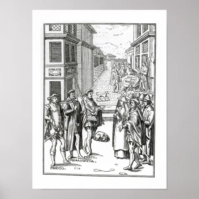 Sale by Town Crier, after a woodcut in 'Praxis Rer Poster | Zazzle