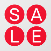 Sale sign white letter on red circle window cling | Zazzle