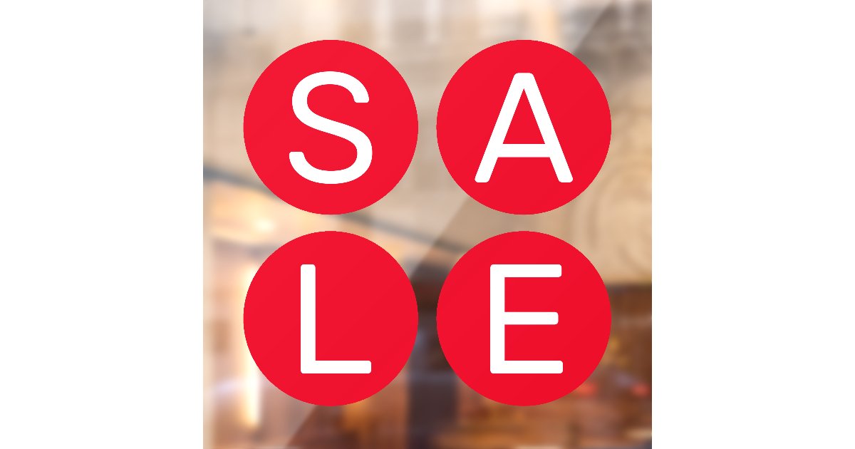 Sale sign white letter on red circle window cling | Zazzle
