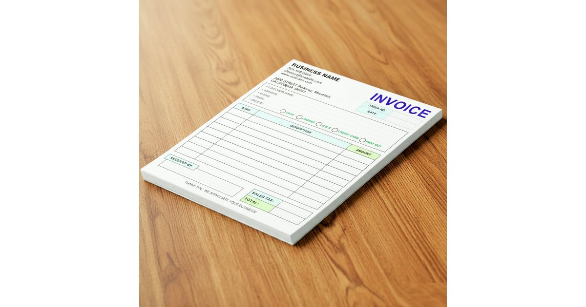 Sales Invoice Receipt | Company / Business Name Notepad | Zazzle