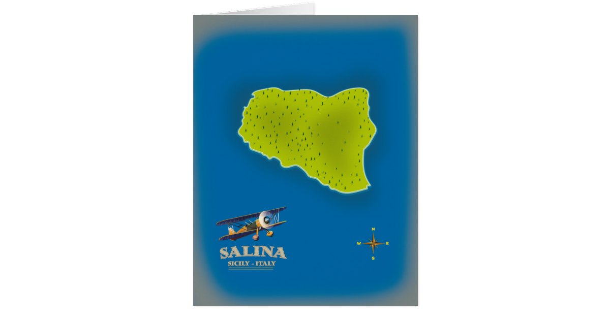 Salina, Sicily map travel poster map | Zazzle