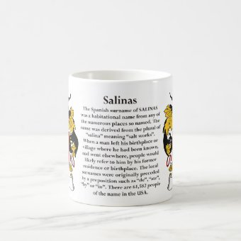 Salinas, the Origin, the Meaning and the Crest Mug | Zazzle