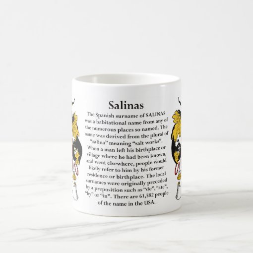 Salinas, the Origin, the Meaning and the Crest Mug | Zazzle