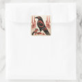 Salish native pacific northwestern art style raven square sticker | Zazzle