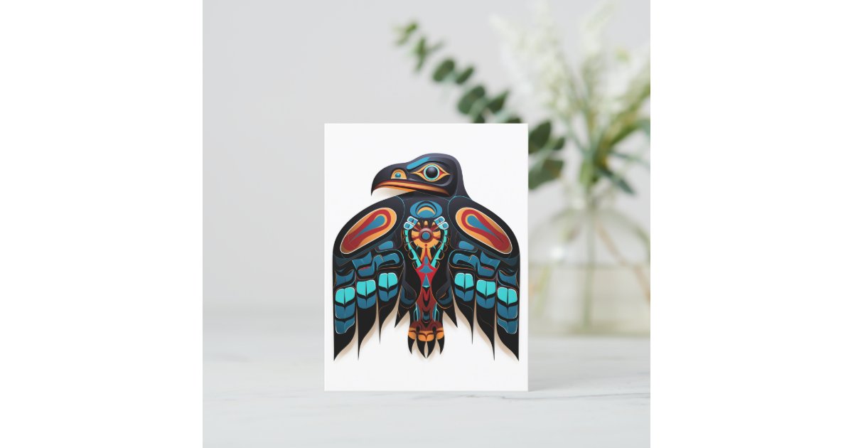 Salish raven totem postcard | Zazzle