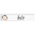 Sally, Name, Logo, Desk Name Plate With Clock. | Zazzle