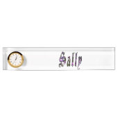 Sally, Name, Logo, Desk Name Plate With Clock. | Zazzle