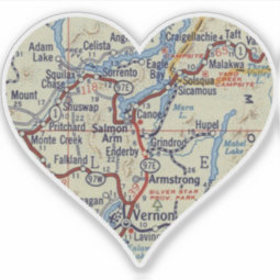 Salmon Arm BC Vintage Map Sticker | Zazzle