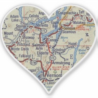 Salmon Arm BC Vintage Map Sticker | Zazzle