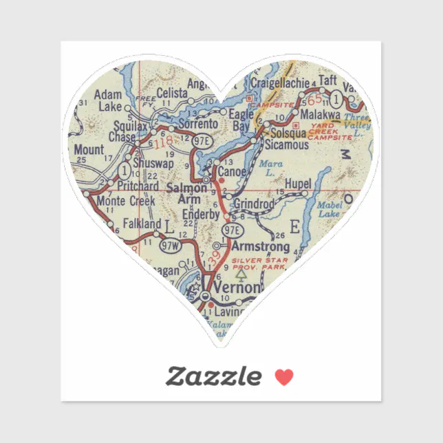 Salmon Arm BC Vintage Map Sticker | Zazzle