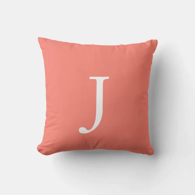 Salmon colored monogram throw pillow | Zazzle