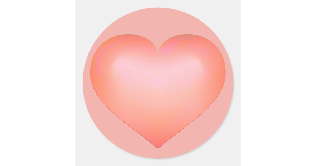 Salmon Fade Heart Classic Round Sticker | Zazzle