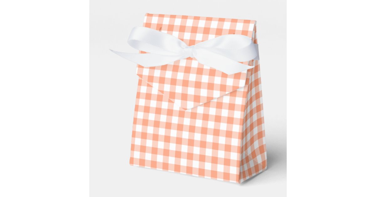 Salmon Gingham Favor Boxes | Zazzle