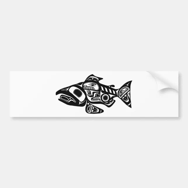 Salmon Native American Design Bumper Sticker | Zazzle