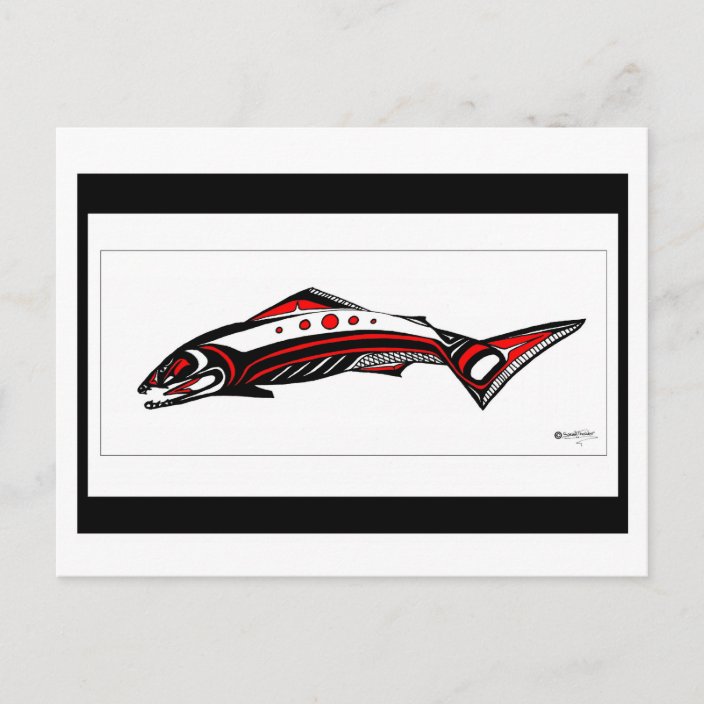 Salmon Native art Postcard | Zazzle.com