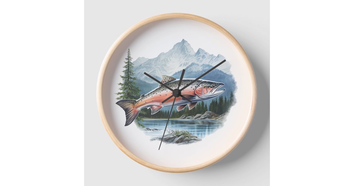 Salmon Wall Clock | Zazzle