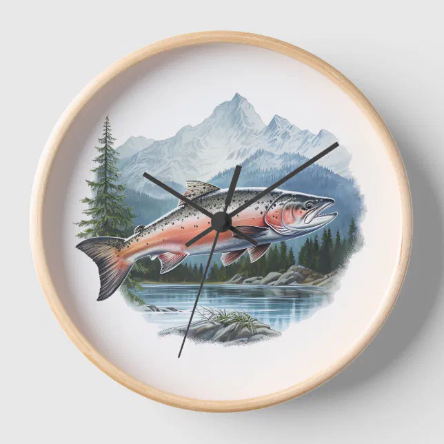 Salmon Wall Clock | Zazzle