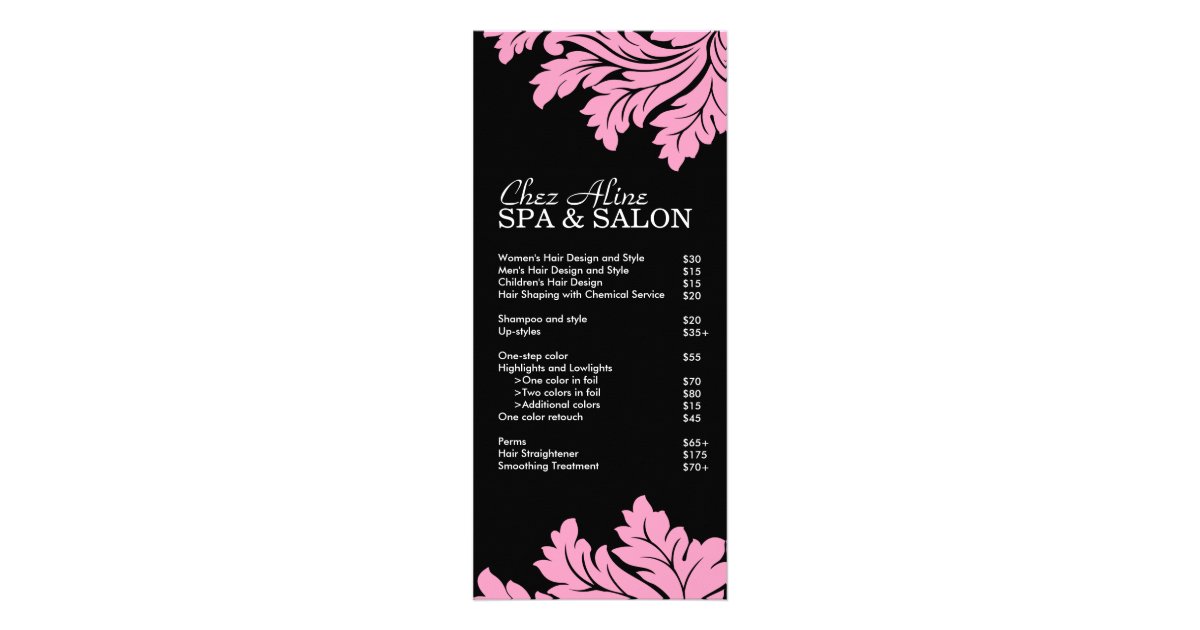 Salon and Spa Price List & Rack Card | Zazzle