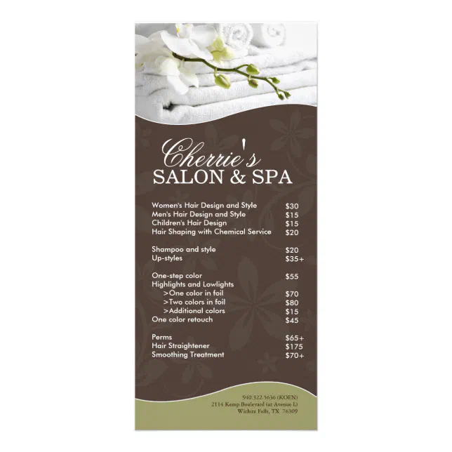 Salon and Spa Rack Card | Zazzle