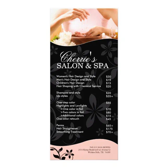 Salon and Spa Rack Card | Zazzle