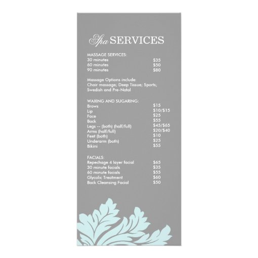 Salon and Spa Service Menu | Zazzle