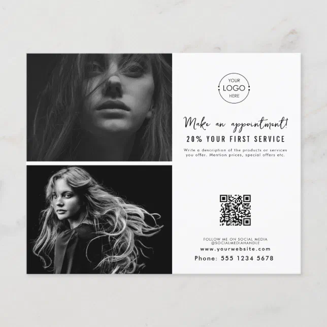 Salon Appointment Hair Makeup Nails Business Logo Flyer | Zazzle