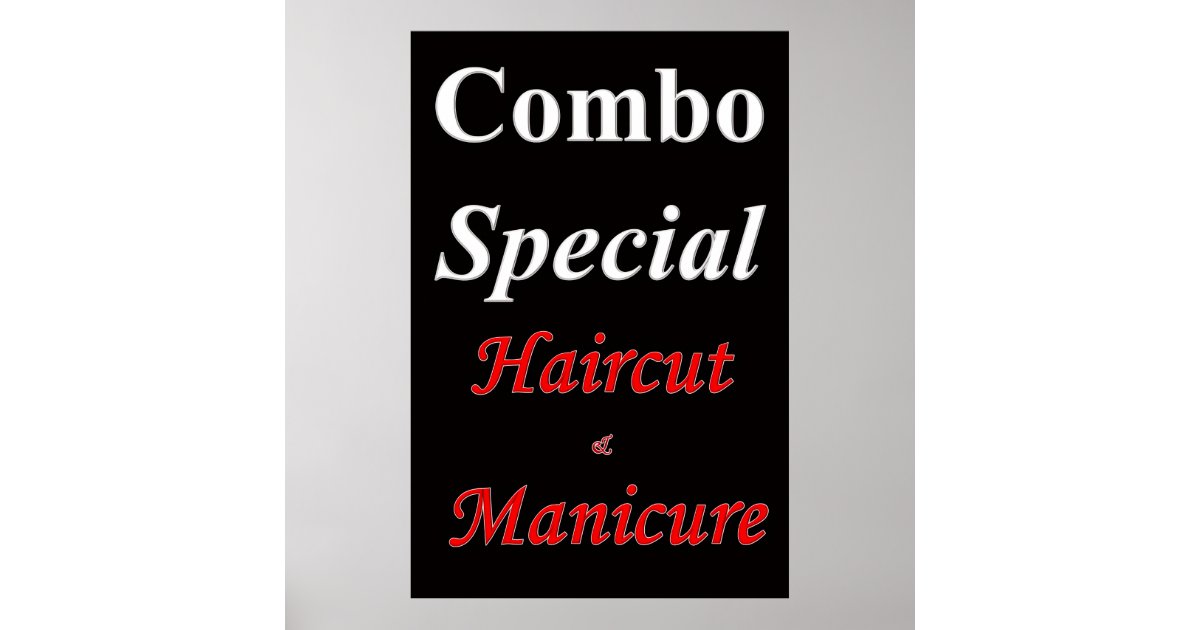 Salon Barbershop Posters Combo Haircut & Manicure | Zazzle