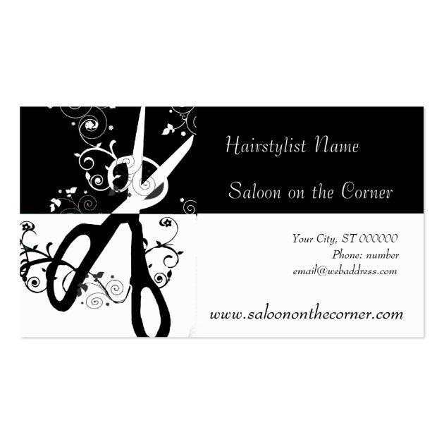 Salon Black and White Scissors Business Card Templates