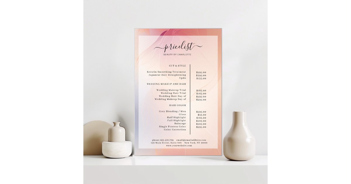 Salon Price List Poster | Zazzle